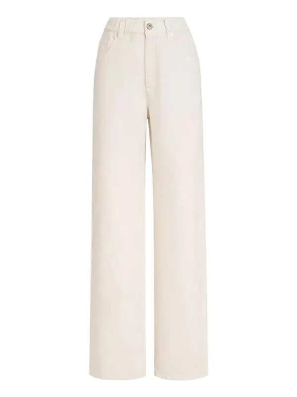 Brunello Cucinelli Cotton And Linen Contemporary Trousers With Monili - Multicolor