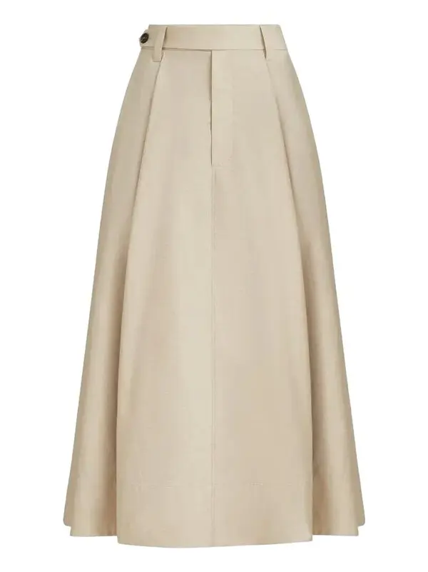 Brunello Cucinelli Techno Cotton Poplin Sartorial Skirt With Monili - Multicolor