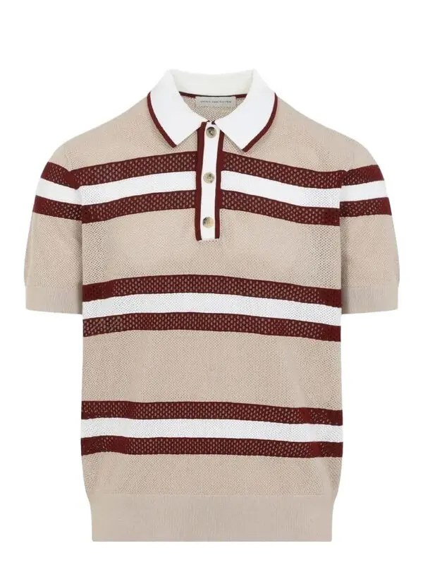 Dries Van Noten Mercy Viscose Mesh Tricolor Striped Polo Shirt - Multicolor