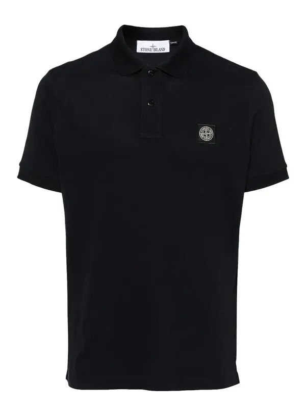 Stone Island Slim Fit Cotton Piqué Polo Shirt - Blue