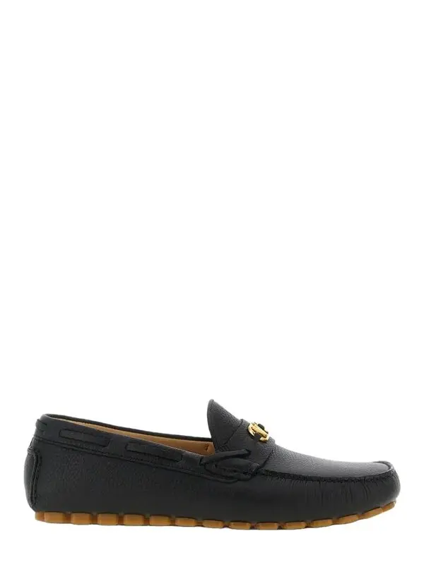 Valentino Garavani Driver Fastaway Leather Loafers - Black