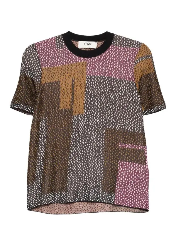 Fendi Peppered-motif Short-sleeved Jumper - Brown