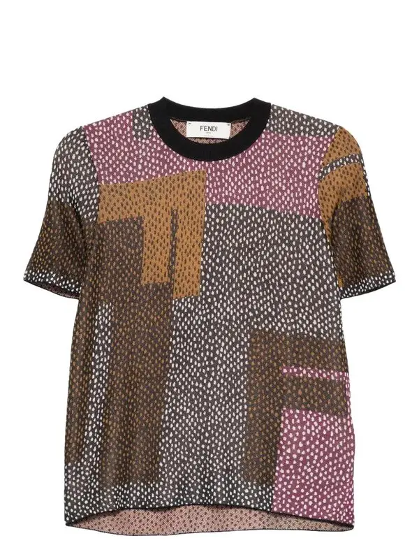 Fendi Peppered-motif Short-sleeved Jumper - Brown