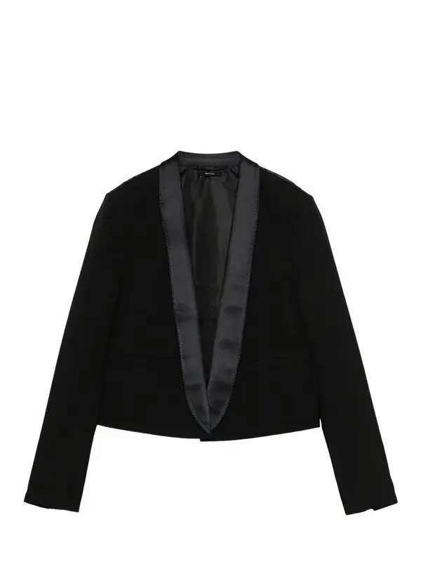 TOM FORD Bi-color Single Breasted Shawl Lapel Cropped Tuxedo Jacket - Black