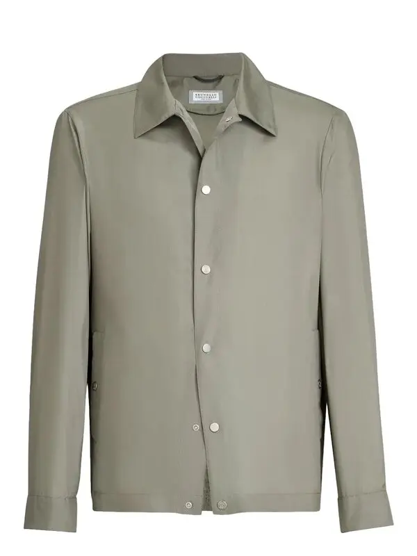 Brunello Cucinelli Bonded Silk Unlined Outerwear Jacket - Green
