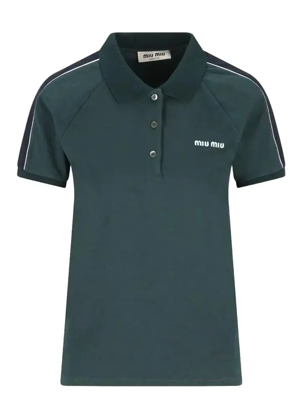 Miu Miu Cotton Jersey Polo Shirt - Green