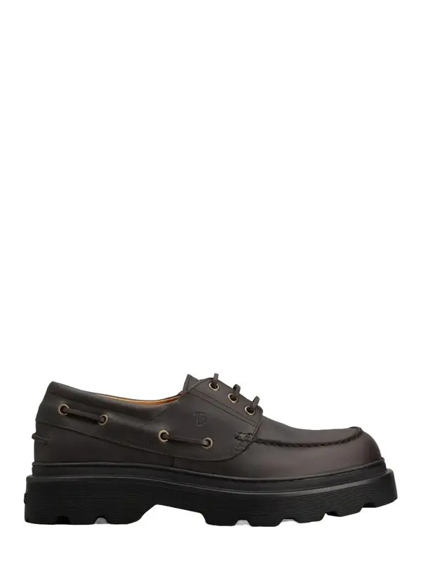 TOD'S Lug Sole Leather Boat Shoes - Brown