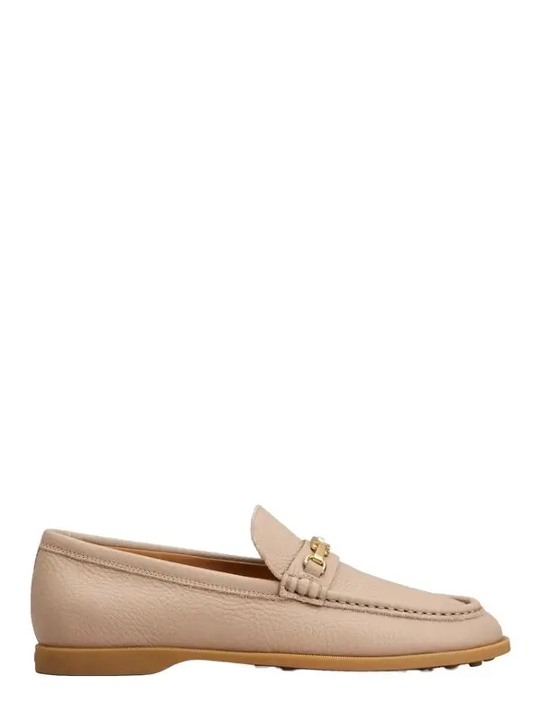 TOD'S Gold-tone Buckle Grained Leather Loafers - Multicolor
