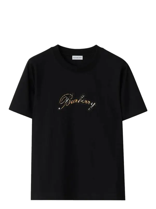 Burberry Cursive Logo Cotton T-shirt - Black