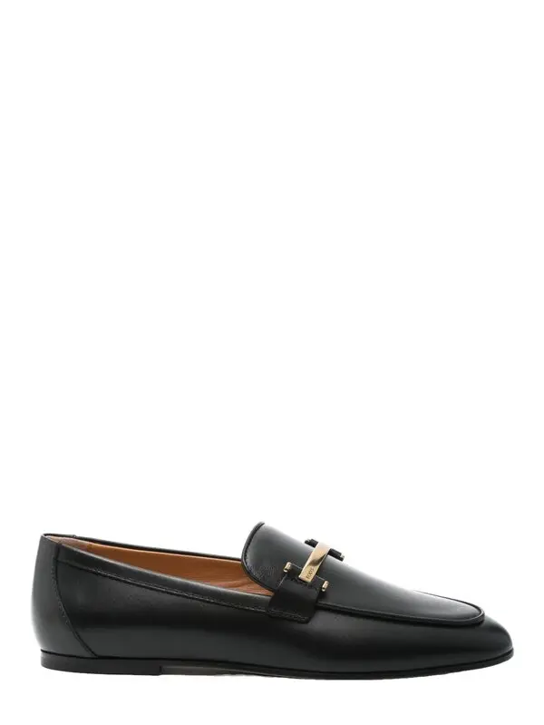TOD'S Branded Metal Bar Leather Loafers - Black