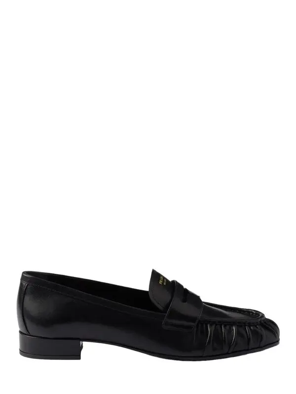 Prada Leather Penny Loafers - Black