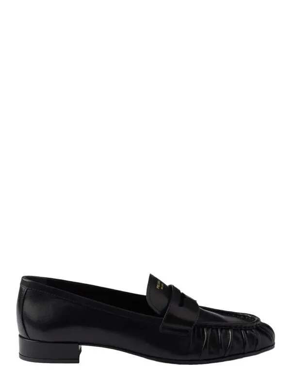 Prada Leather Penny Loafers - Black