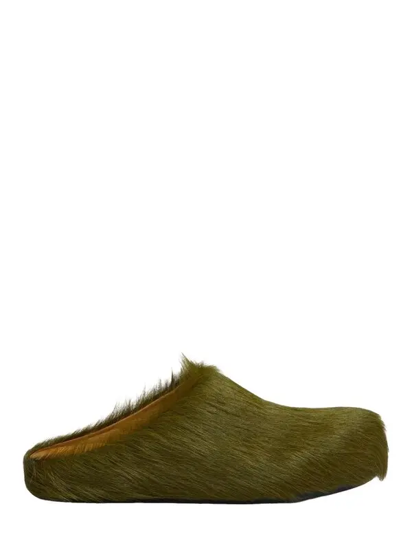 Marni Long Hair Calfskin Fussbett Sabot - Green