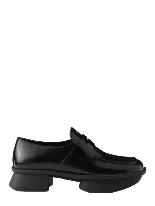 Prada Equal Brushed Leather Loafers - Black