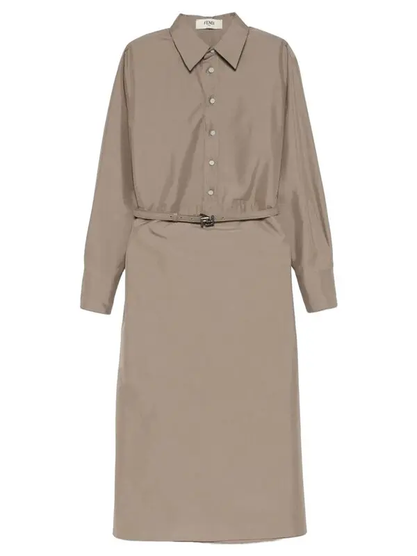 Fendi Poplin Belted Shirt Dress - Multicolor