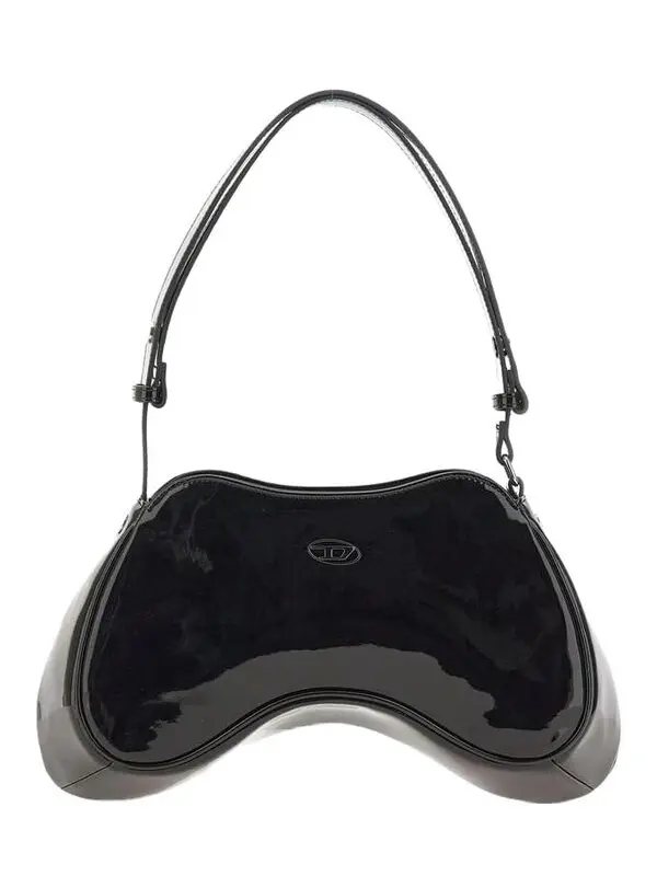DIESEL® Glossed Polyurethane Shoulder Bag - Black