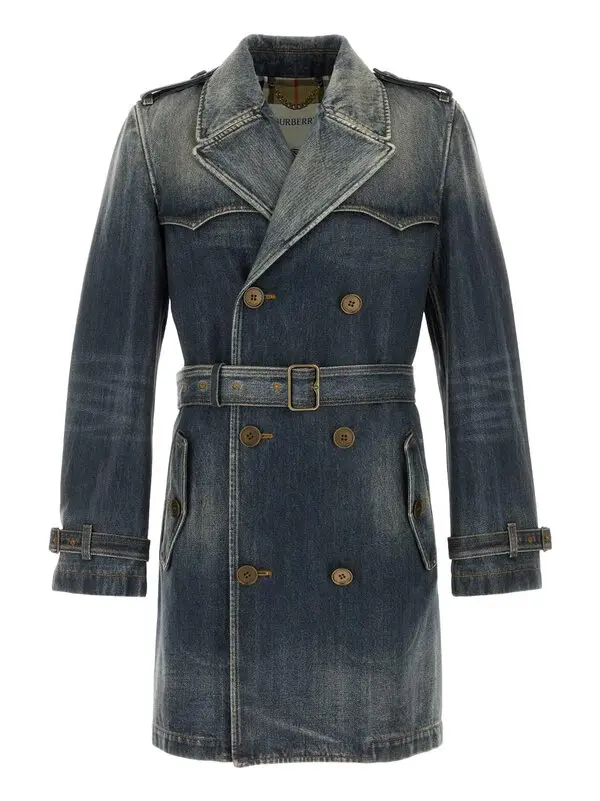 Burberry Denim Trench Coat - Blue