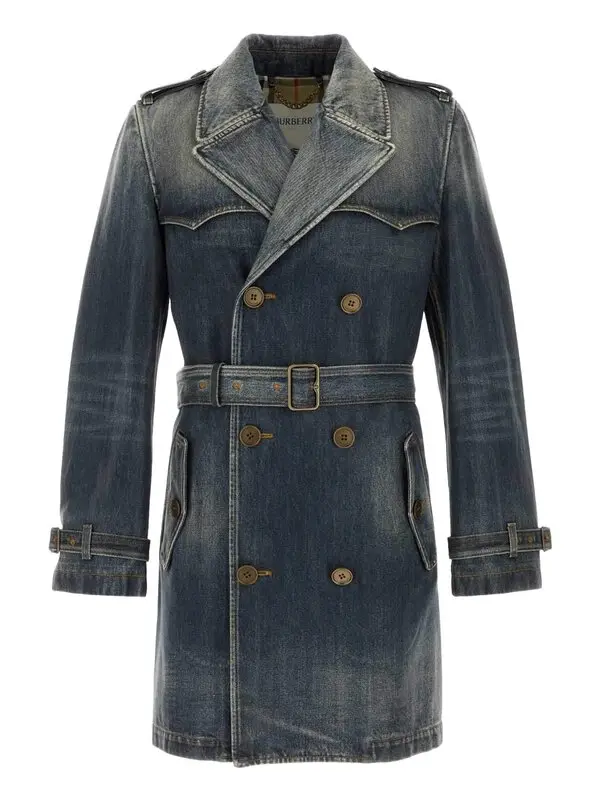 Burberry Denim Trench Coat - Blue