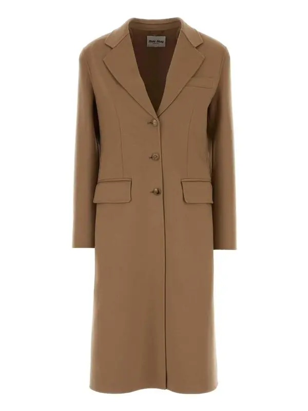 Miu Miu Wool Blend Overcoat - Brown