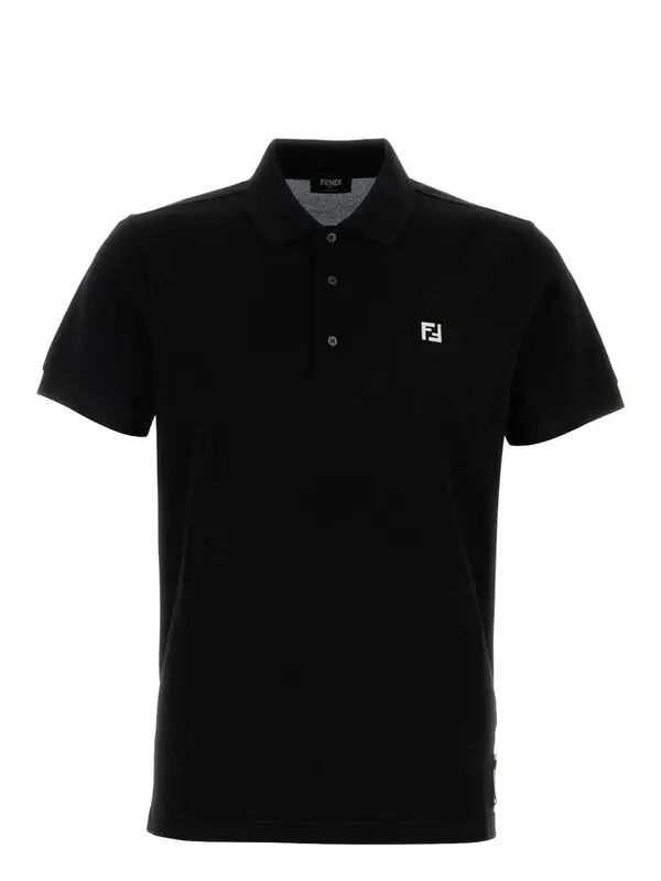 Fendi Piquet Polo Shirt - Black