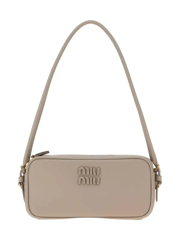 Miu Miu Grey Leather Shoulder Bag - Gray