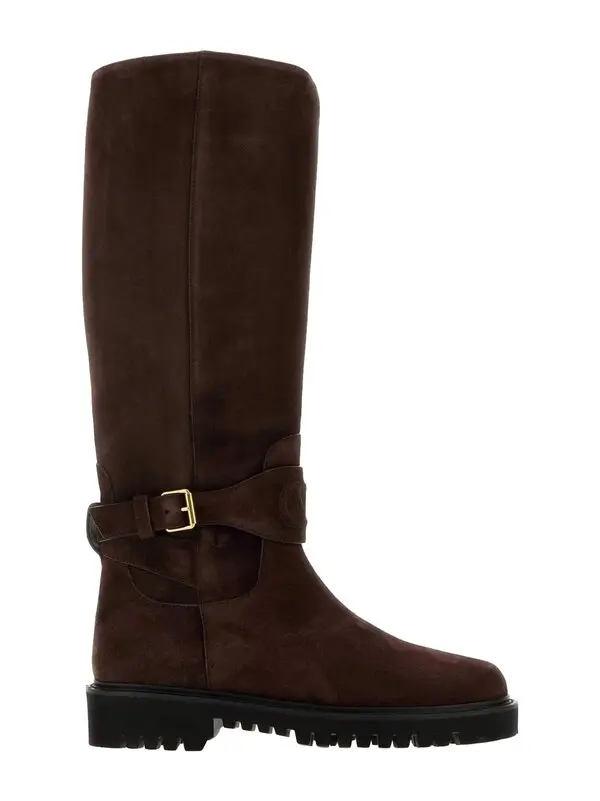 Valentino Garavani Suede Vlogo Signature Boots - Brown