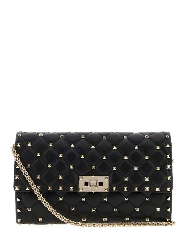 Valentino Garavani Nappa Leather Rockstud Spike Clutch - Black