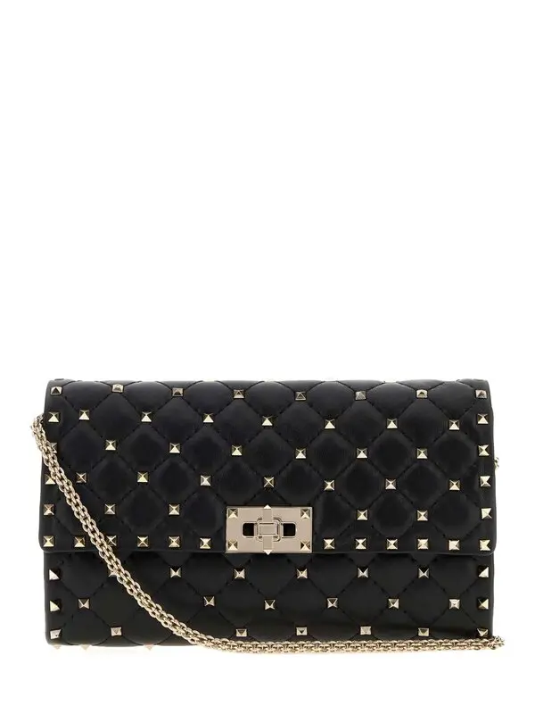 Valentino Garavani Nappa Leather Rockstud Spike Clutch - Black
