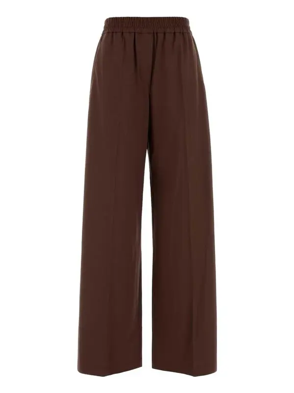 Brunello Cucinelli Stretch Wool Blend Wide-leg Pant - Brown