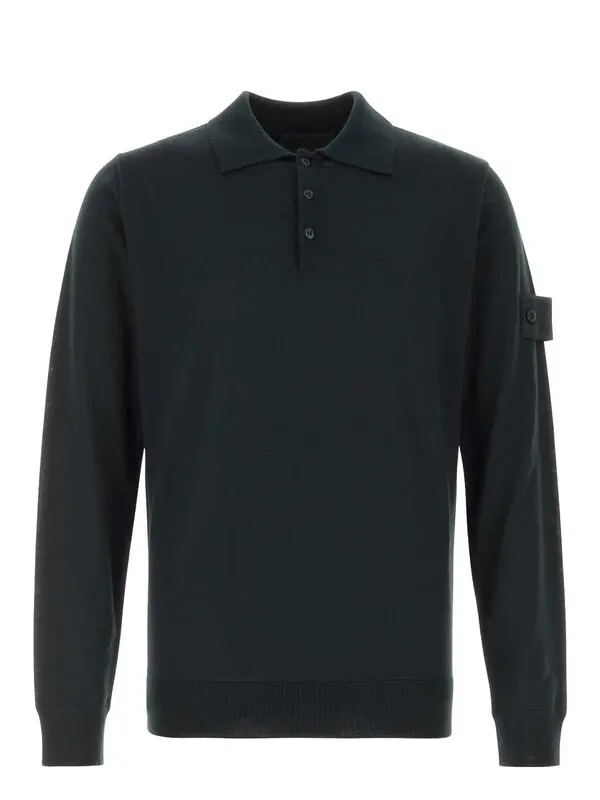 Stone Island Wool Polo Shirt - Black