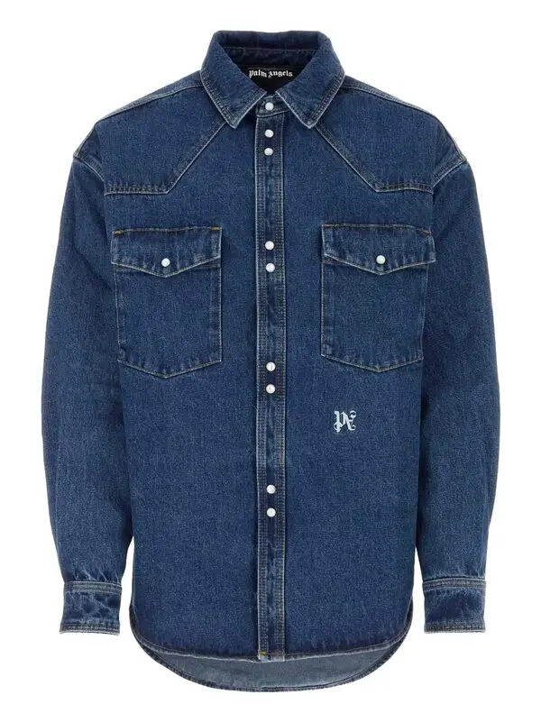 Palm Angels Denim Shirt - Blue