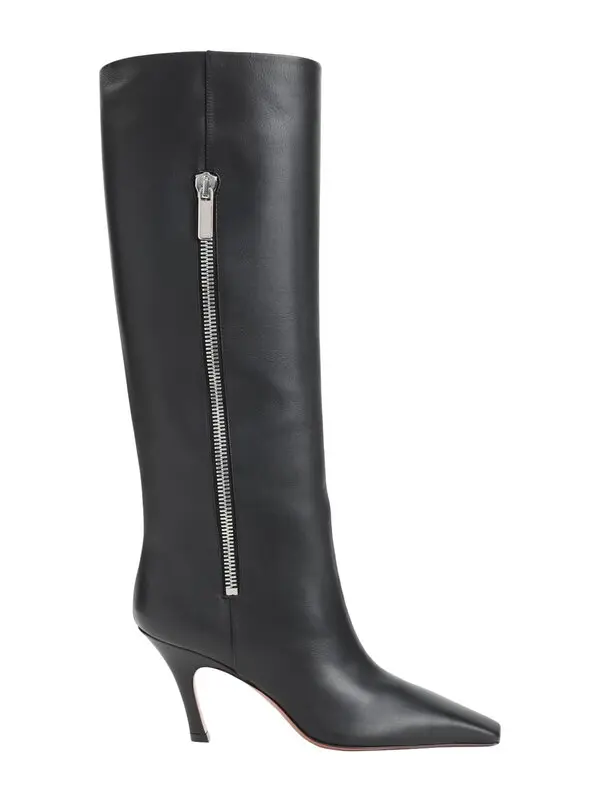 Amina Muaddi Mona 80 Leather Boots - Black