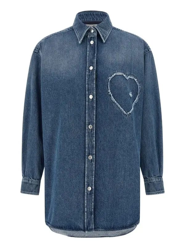 Moschino Heart Denim Shirt - Blue