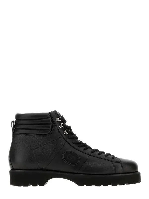 Valentino Garavani Leather Vlogo Signature Ankle Boots - Black