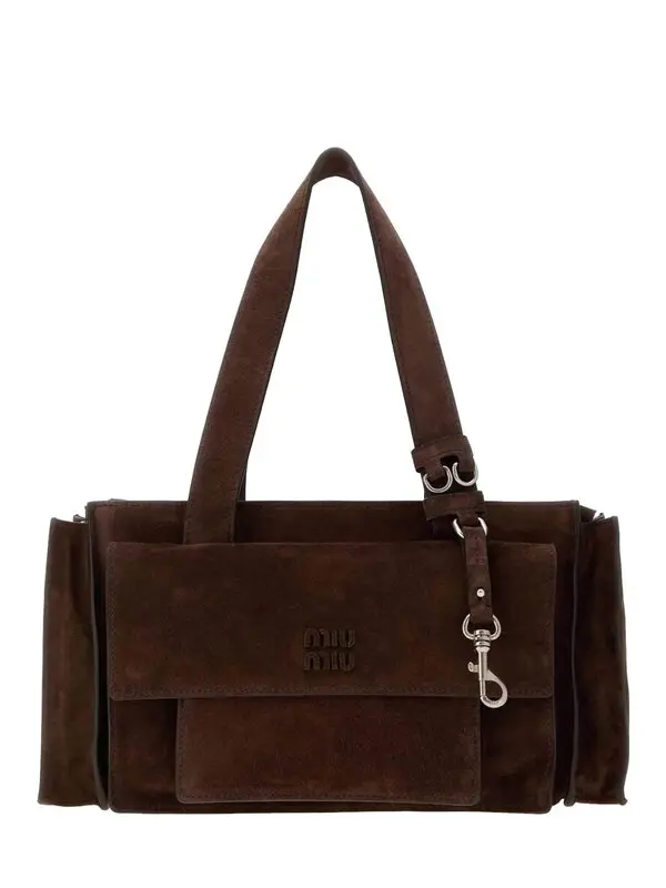 Miu Miu Suede Utilitaire Shopping Bag - Brown
