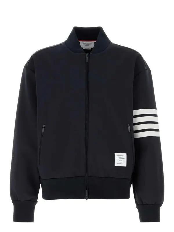 Thom Browne Midnight Stretch Viscose Blend Bomber Jacket - Blue