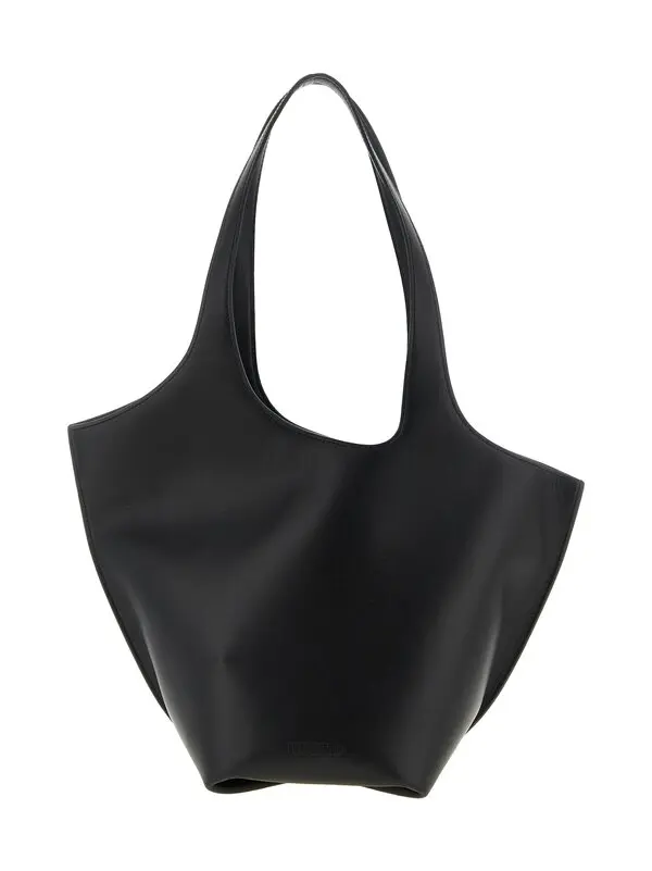 Attico La Scoop Medium Leather Shoulder Bag - Black
