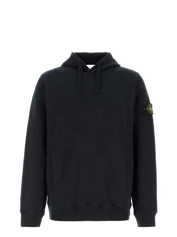 Stone Island Cotton Hooded Sweatshirt - Black