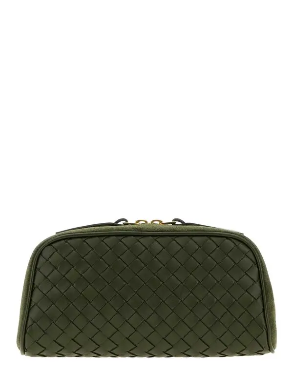Bottega Veneta Bottle Leather And Suede Small Nodo Clutch - Green