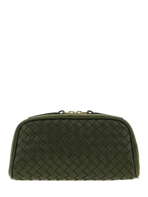 Bottega Veneta Bottle Leather And Suede Small Nodo Clutch - Green