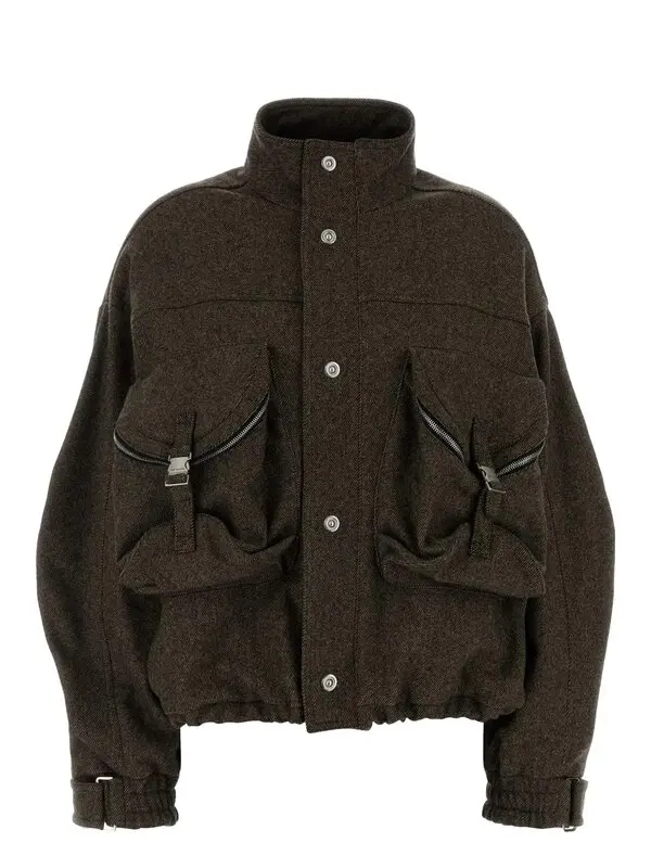 Attico Embroidered Wool Blend Bomber Jacket - Multicolor