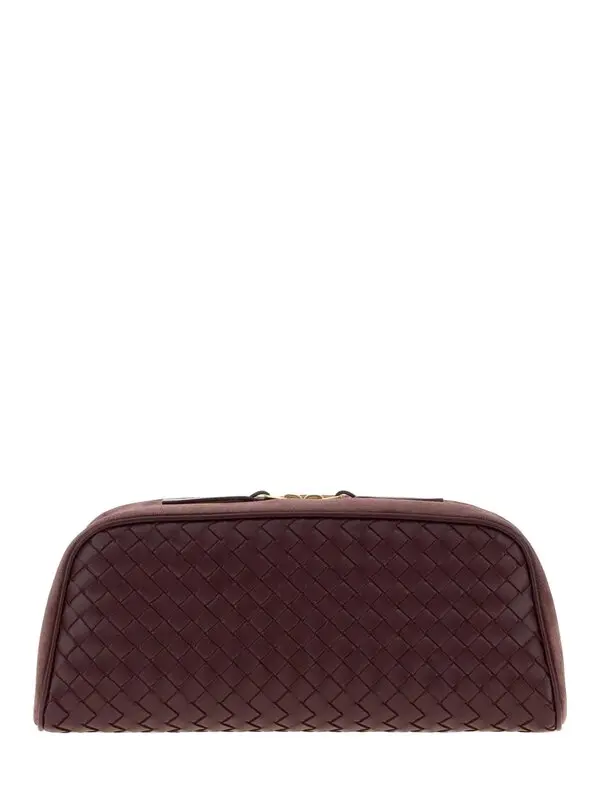 Bottega Veneta Leather Large Nodo Clutch - Purple