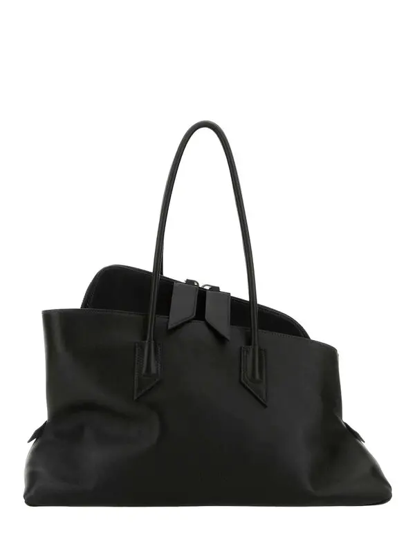 Attico Leather Medium La Passeggiata Shoulder Bag - Black