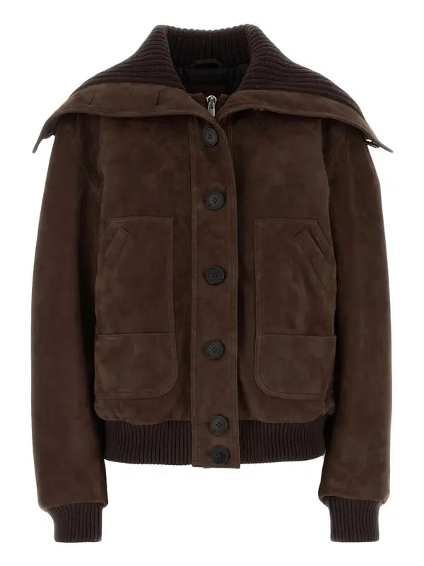 Attico Suede Bomber Jacket - Brown