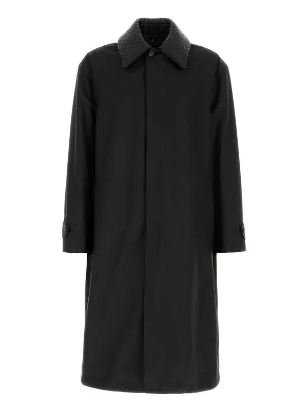 Bottega Veneta Tech Wool Overcoat - Black