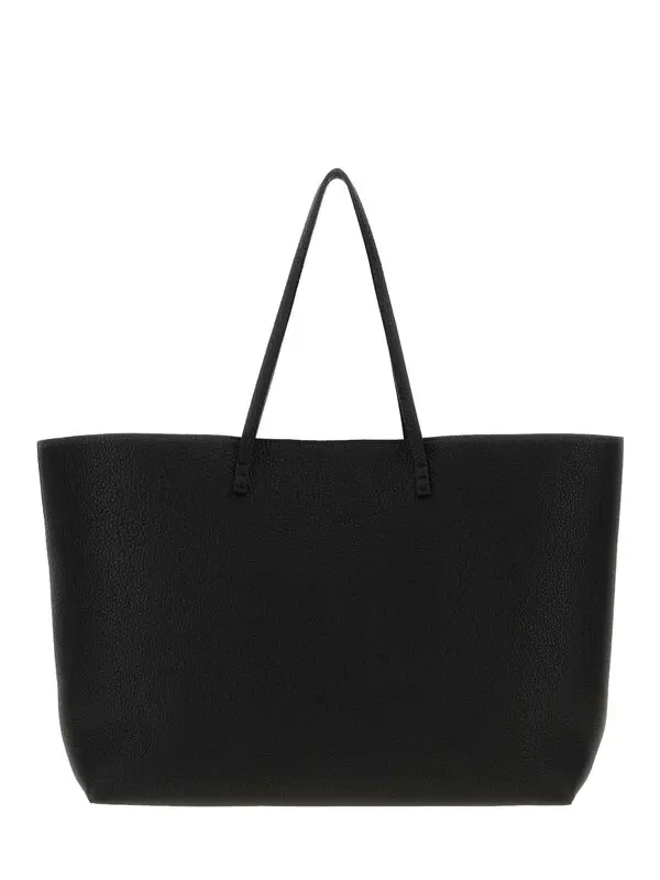 Fendi Leather Medium Roll Shopping Bag - Black