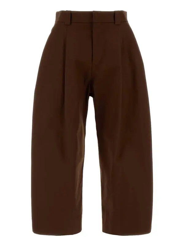 Balenciaga Chocolate Cotton Wide-leg Pant - Brown