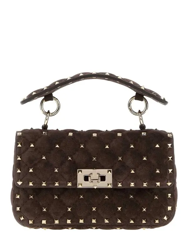 Valentino Garavani Suede Rockstud Handbag - Brown