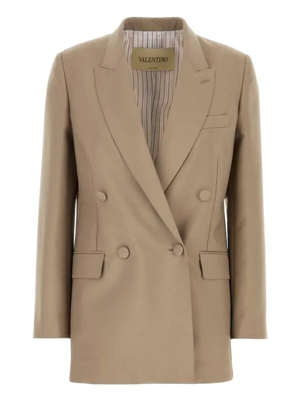 Valentino Garavani Cappuccino Mohair Blend Blazer - Brown