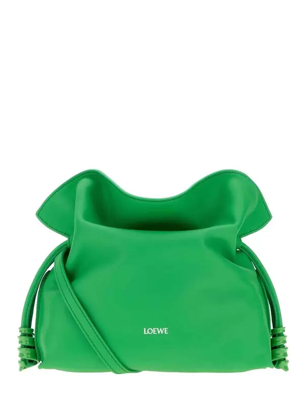 Loewe Grass Leather Mini Flamenco Clutch - Green